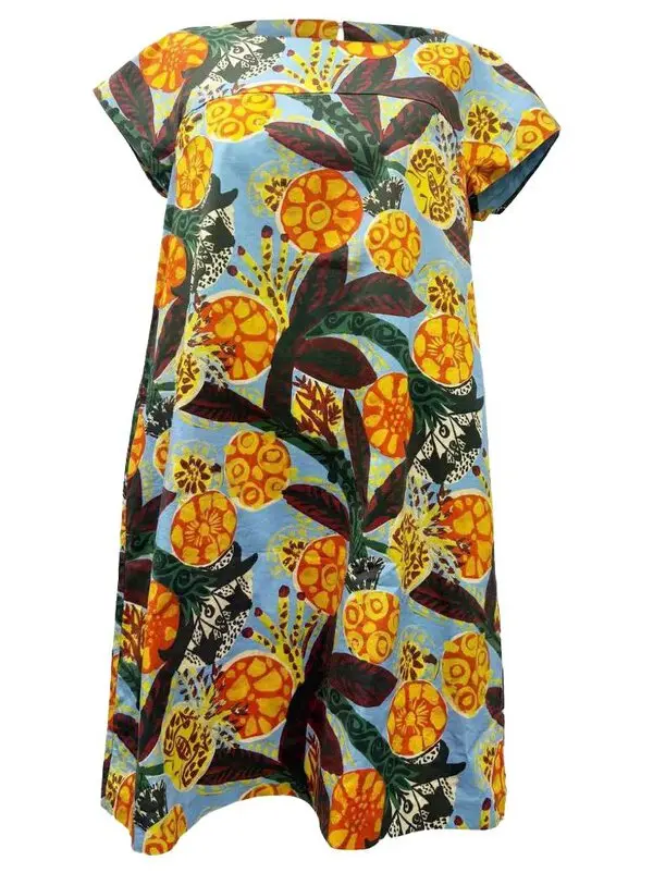 Max Mara Cotton Printed Mini Dress - Blue
