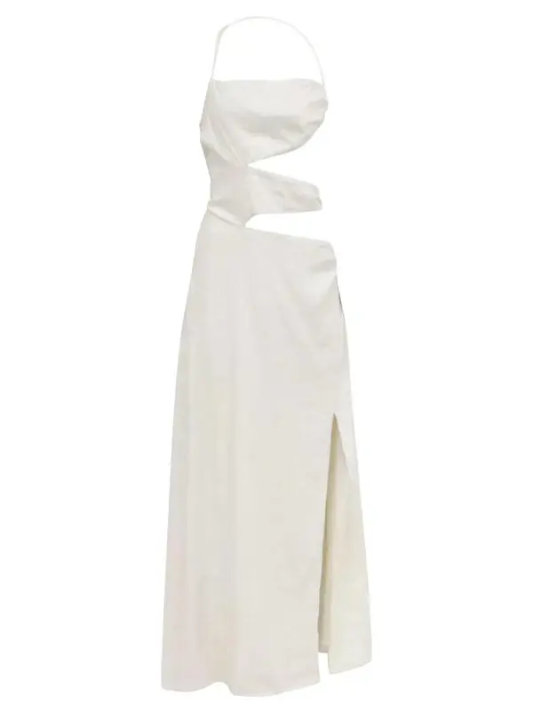 Cult Gaia Cut-out Halterneck Linen Dress - White