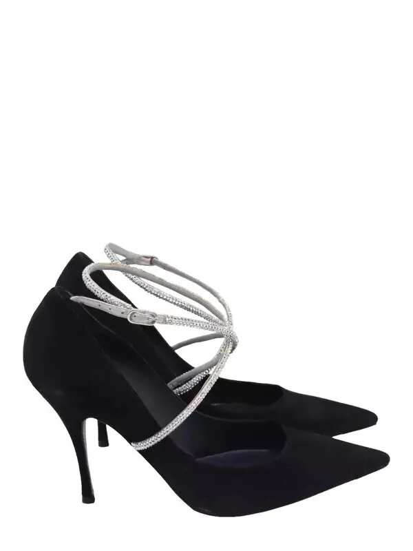 Rene Caovilla Crystal Cross-strap Pumps - Black