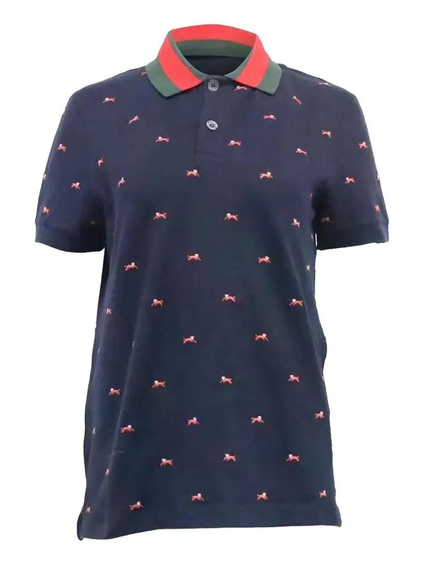 Gucci Embroidered-detail Polo Shirt - Blue