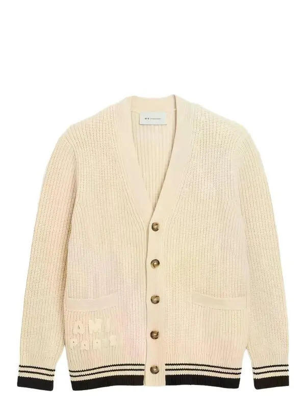 Ami Striped Knit Cardigan - Neutrals