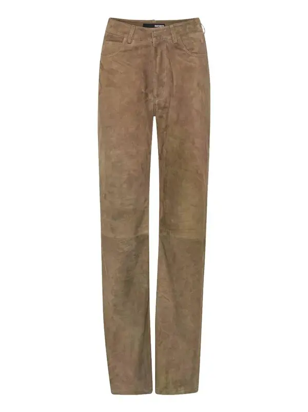 ROTATE BY BIRGER CHRISTENSEN Straight Suede Trousers - Brown