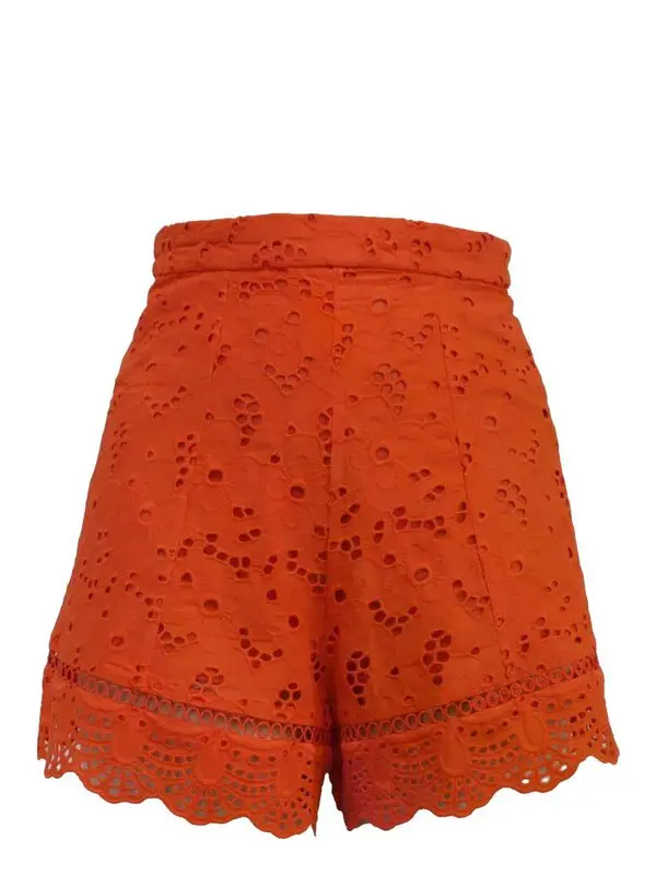 Zimmermann High-waisted Scalloped Shorts - Orange