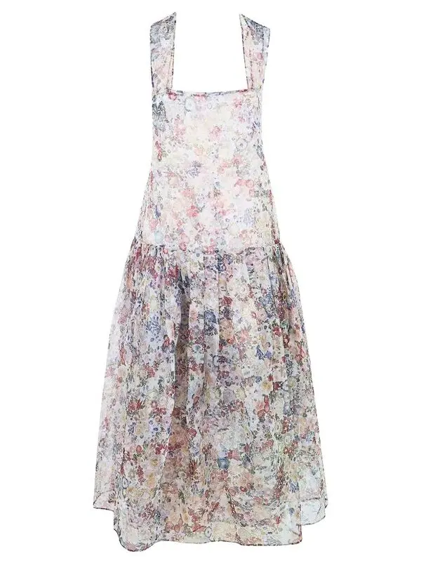Khaite Amello Floral Open-back Dress - Neutrals