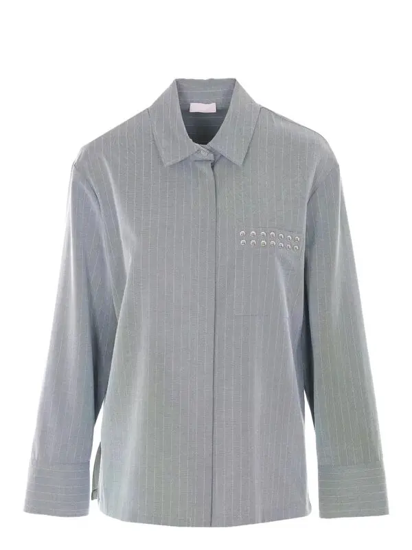 Liu Jo Striped Stud-embellished Shirt - Grey