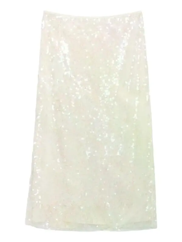 IVORY PARIS Sequin-embellished Midi Skirt - Neutrals