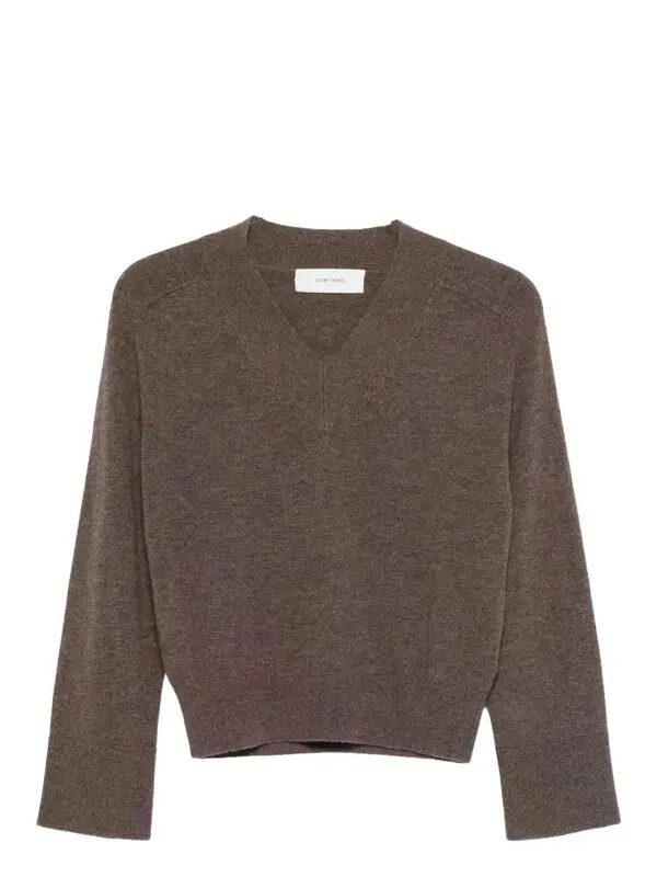IVORY PARIS V-neck Sweater - Brown