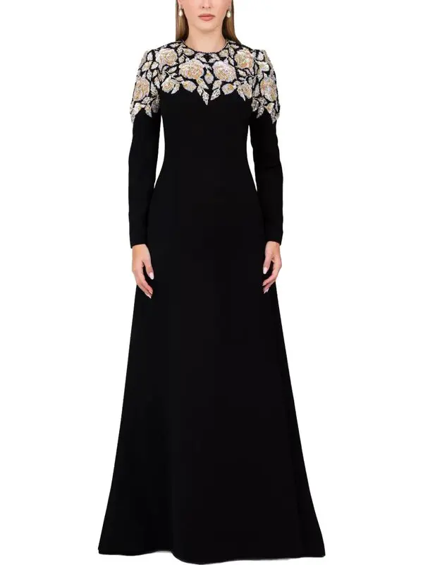 DINA MELWANI Embellished Maxi Gown - Black