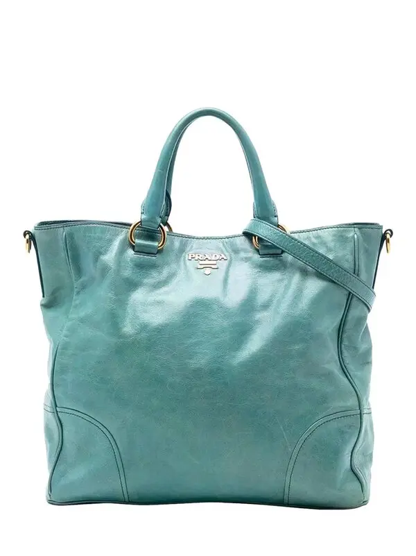 Prada Vitello Shine Satchel - Blue