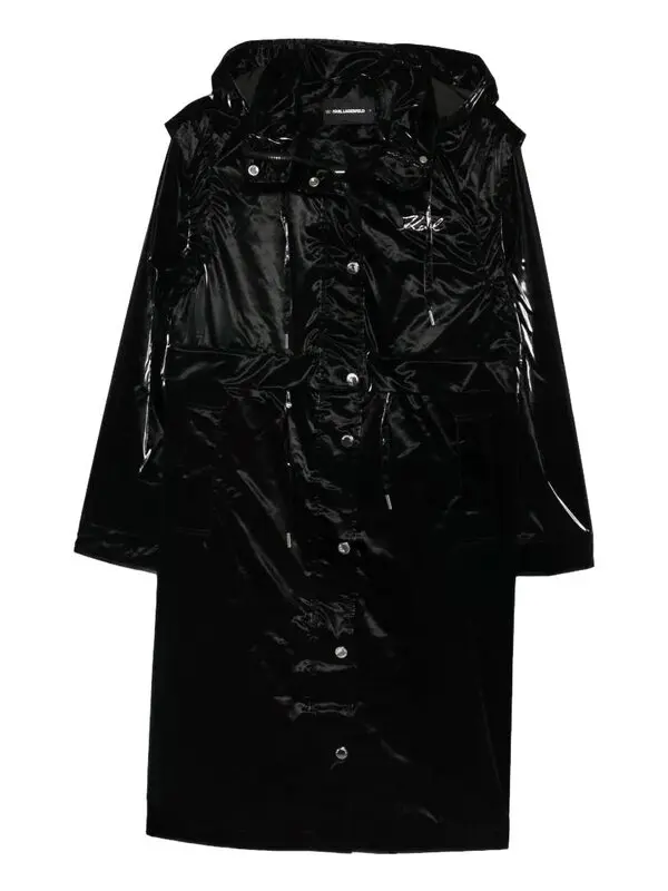 Karl Lagerfeld Transformable Drawstring Parka Coat - Black