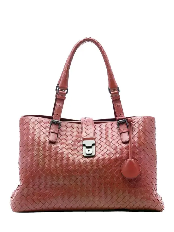 Bottega Veneta 2012-2025 Medium Nappa Intrecciato Roma Tote Bag - Red