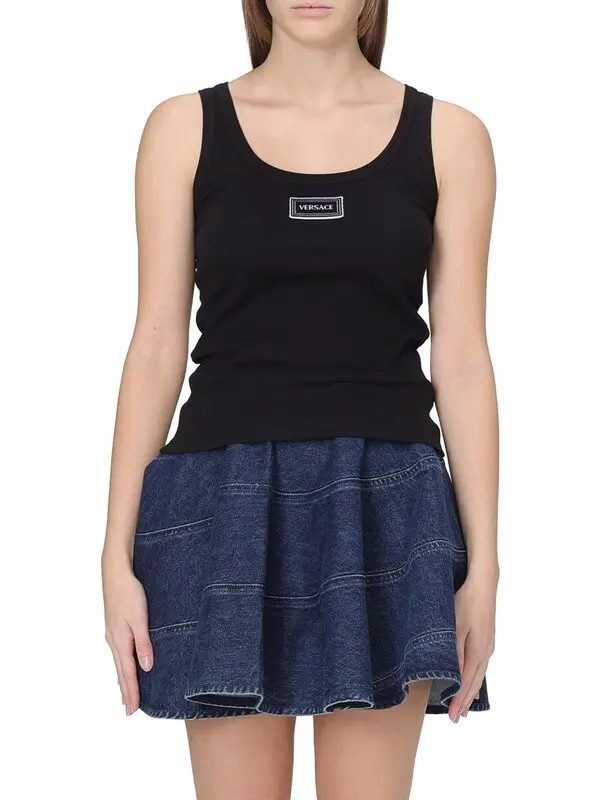 Versace Ribbed Logo Tank - Black