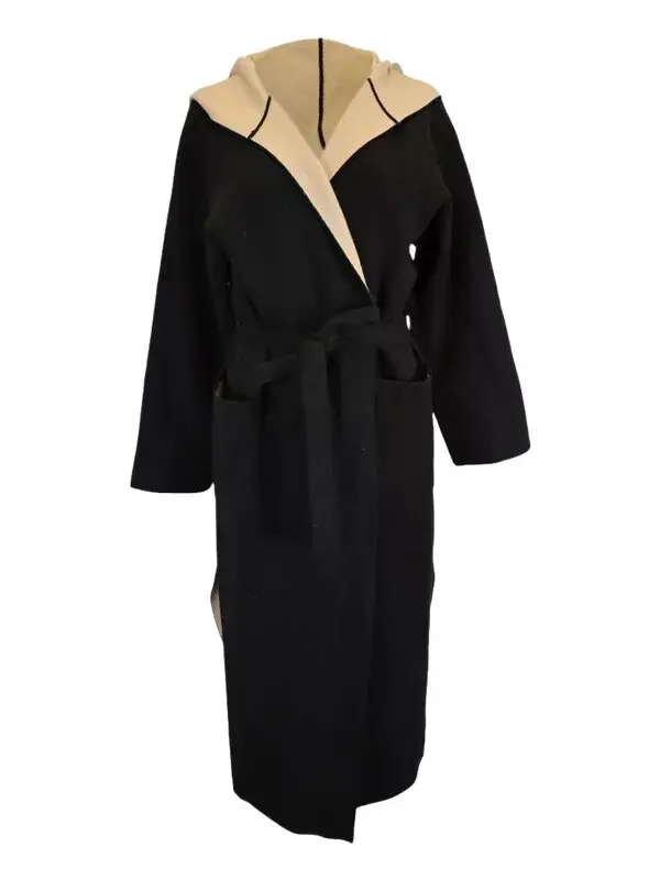 Max Mara Belted Hooded Coat - Black