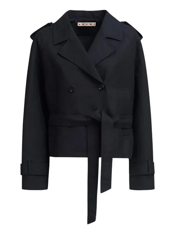 Marni Cropped Double-breasted Leather Trench - Black