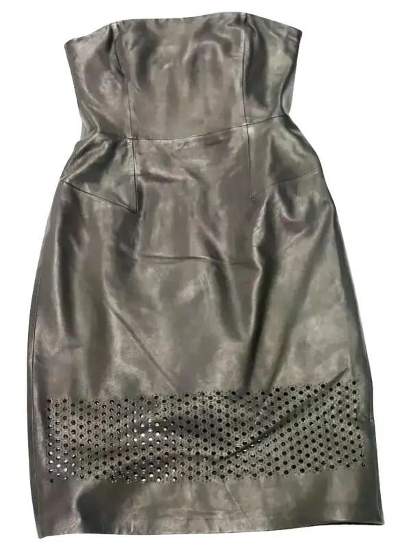 ALEXANDER WANG Strapless Laser-cut Leather Dress - Black
