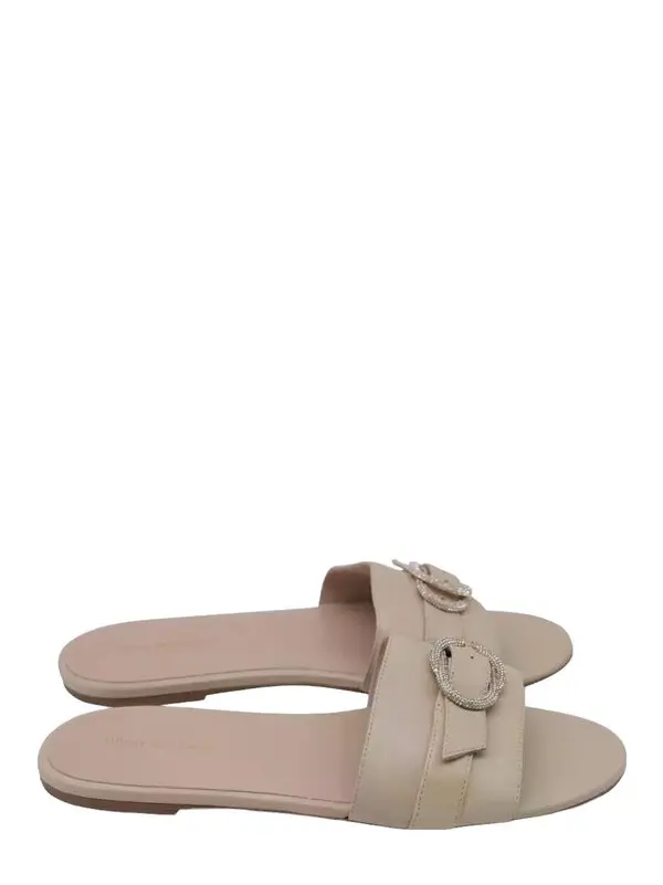 STUART WEITZMAN Crystal-embellished Round-toe Slides - Neutrals