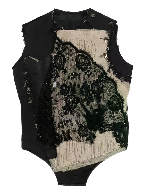 MARC LE BIHAN Lace Beaded Vest - Black