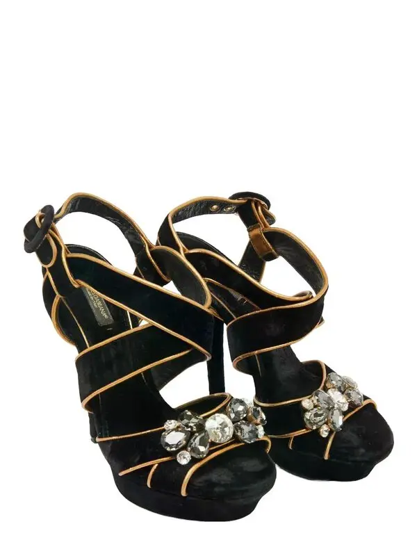 Dolce & Gabbana Platform Crystal-embellished Sandals - Black