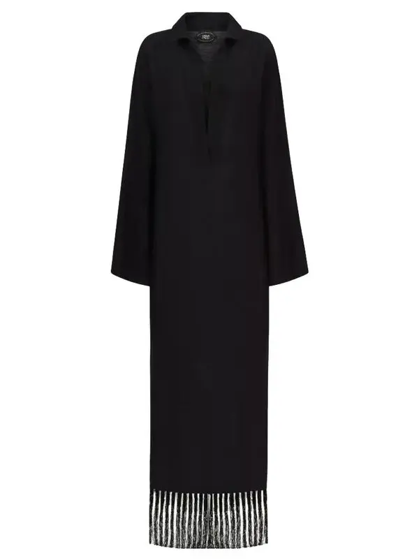 TALLER MARMO Bordighera Fringed-hem Maxi Dress - Black