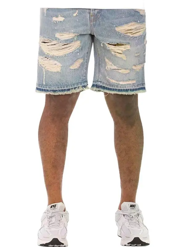 BILLIONAIRE BOYS CLUB Comet Distressed Chronos Denim Shorts - Blue