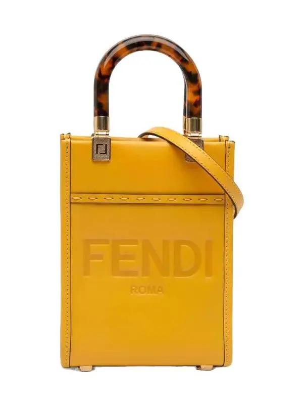 Fendi Mini Leather Sunshine Shopper Tote Satchel - Yellow