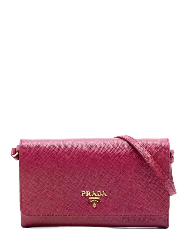 Prada Saffiano Wallet On Strap Crossbody Bag - Pink