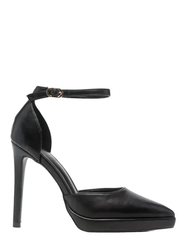 EXÈ Ankle-strap Leather Heeled Pumps - Black