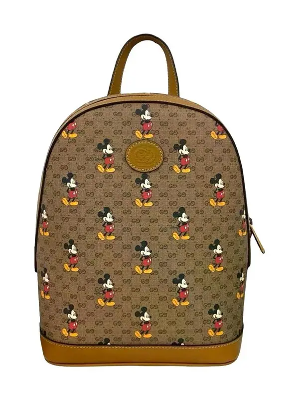 Gucci Gg Supreme Mickey Mouse Dome Backpack - Brown