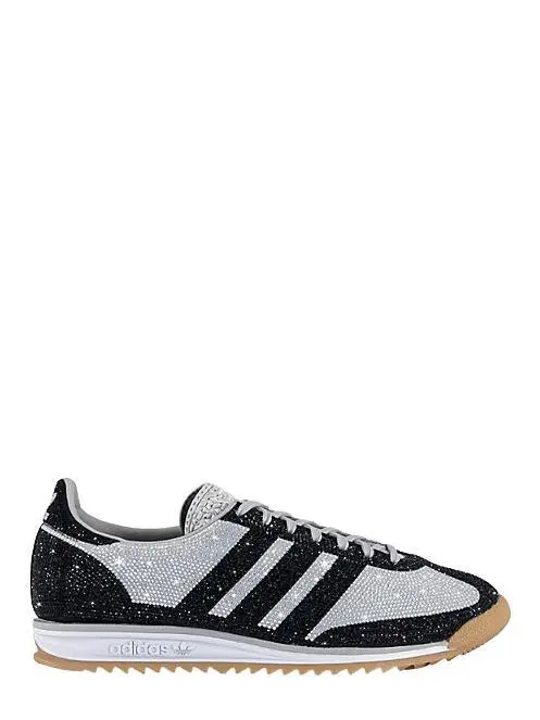 Adidas Sl72 Crystal-embellished Leather Trainers - Crystal Grey Black  Whit