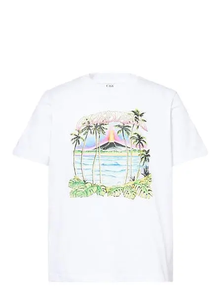 Casablanca Volcano Graphic-print Cotton T-shirt - White