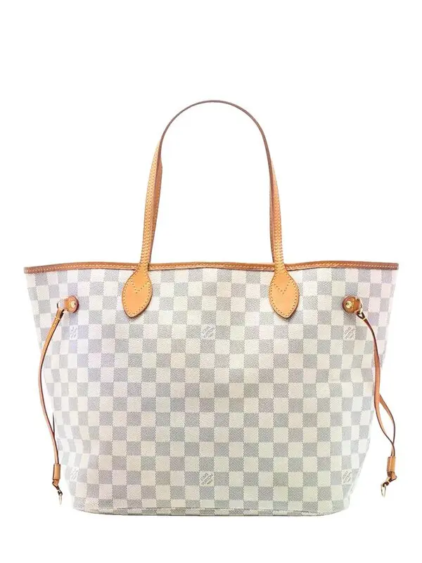 LOUIS VUITTON Damier Azur Neverfull Mm Tote Bag - White