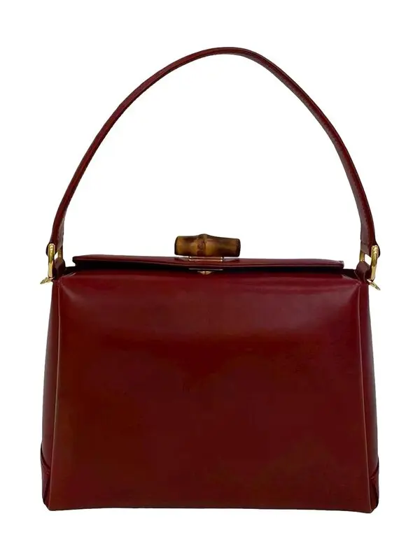 Gucci 20th Century Leather Bamboo Satchel - Red