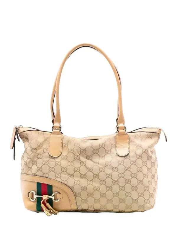Gucci Gg Canvas Horsebit Web Handbag - Brown