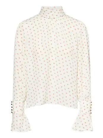 ME+EM Paisley Print Silk Blouse - Light Cream/brown