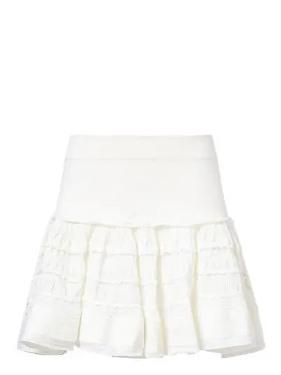 Alaïa Ruffled Wool-blend Mini Skirt - Blanc