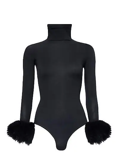 Alaïa Stretch-woven Bodysuit With Detachable Cuffs - Noir Alaia