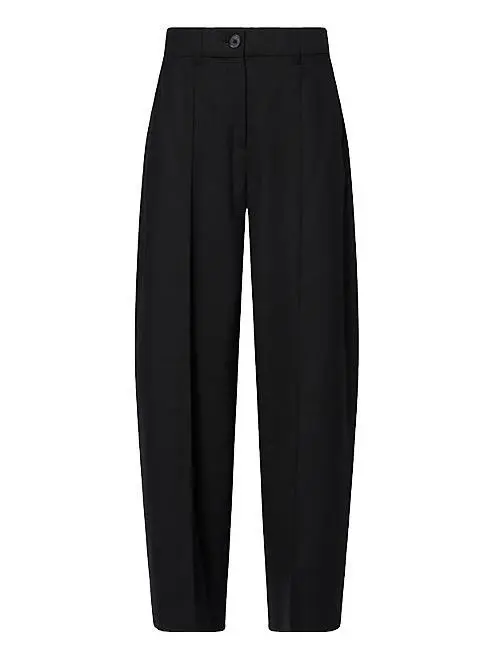 ME+EM Pin-tuck Tapered Woven Trousers - Black