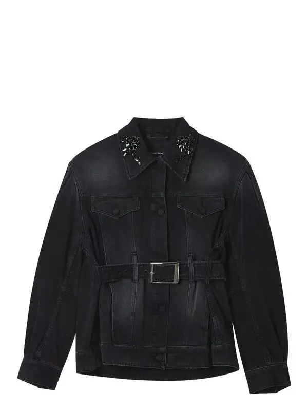 Simone Rocha Crystal-embellished Denim Jacket - Black