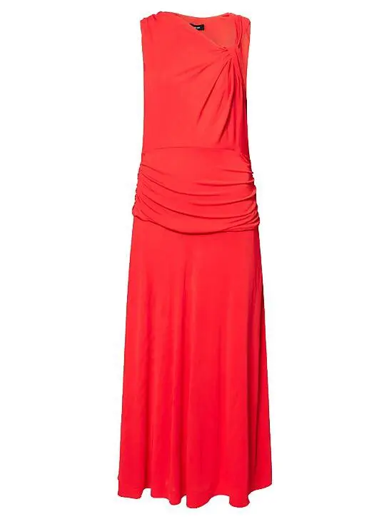 ME+EM Asymmetric Ruched Jersey Maxi Dress - Lipstick Red