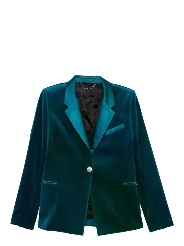 Rabanne Single-breasted Velvet Jacket - Blue