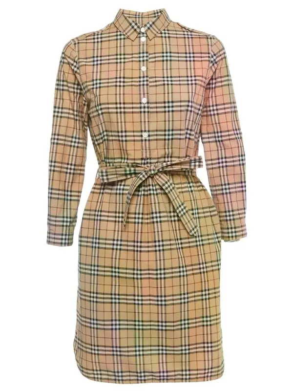Burberry Check-print Belted Shirt Dress - Neutrals