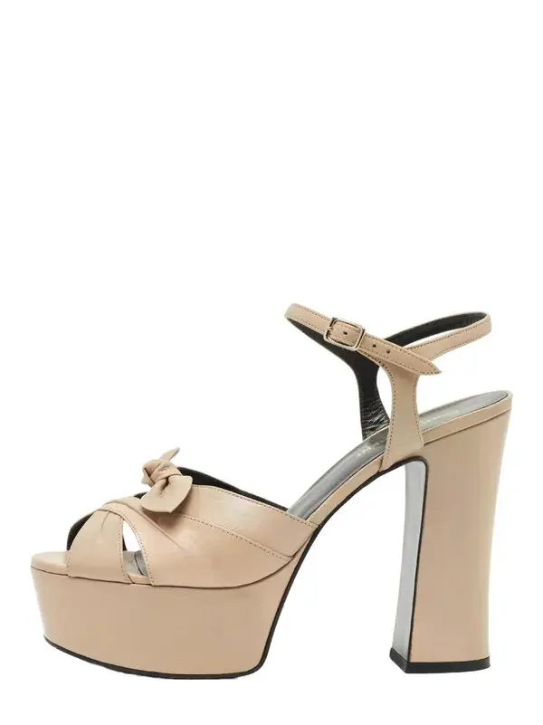 Saint Laurent Criss-cross Bow-embellished Sandals - Neutrals