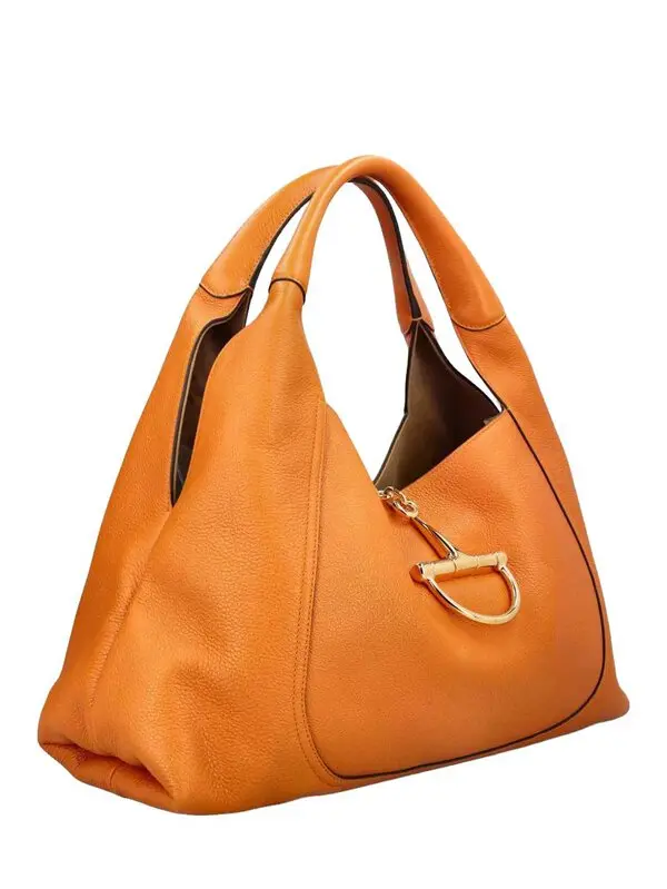 Gucci Leather Shoulder Bag With Detachable Pouch - Orange