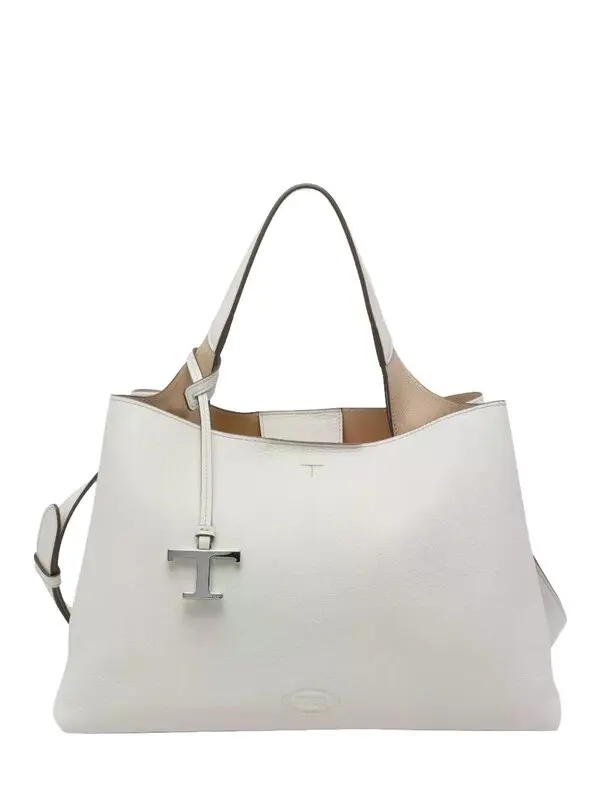TOD'S Carabiner Leather Tote Bag - White