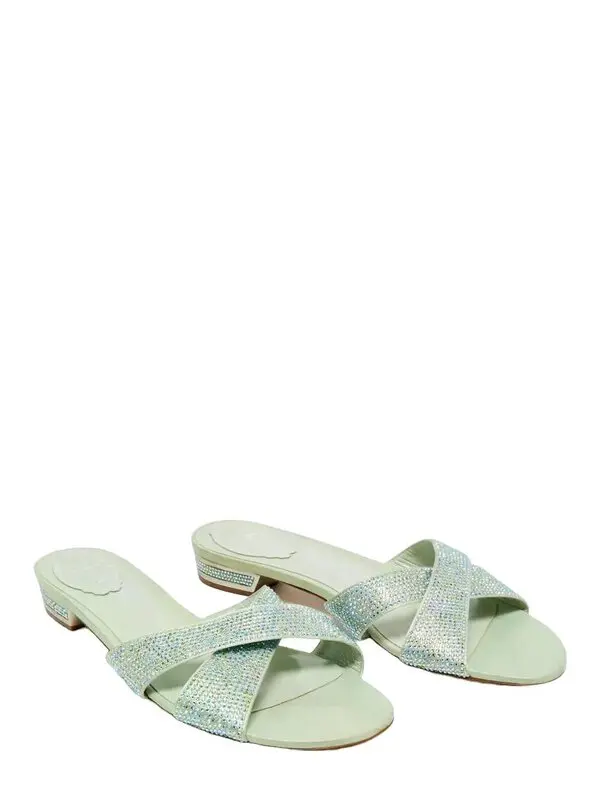 Rene Caovilla Crystal-embellished Slides - Blue