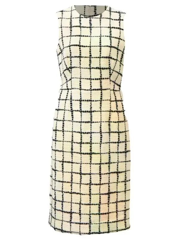 Oscar De La Renta Checked Tweed Dress - Neutrals