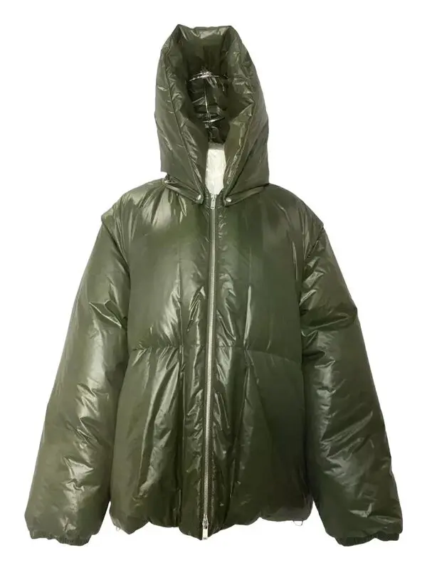 JIL SANDER Zipped Hooded Puffer Jacket - Green