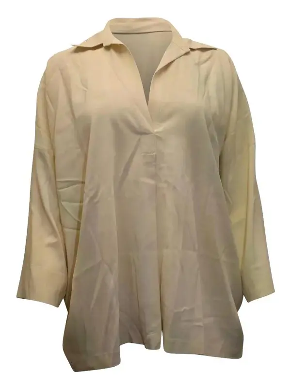 Vince Long-sleeve Collared Blouse - Neutrals