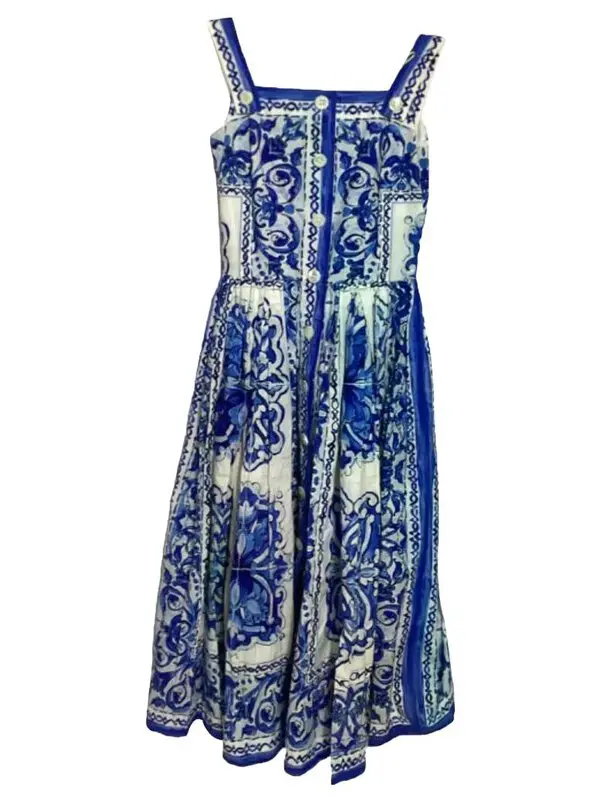 Dolce & Gabbana Majolica Printed Midi Dress - White