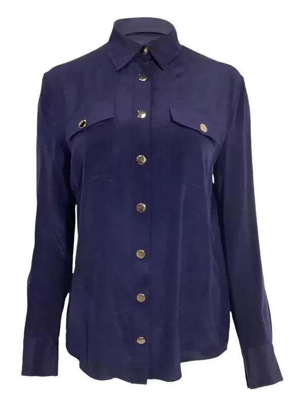 Balmain Gold-buttoned Long-sleeve Shirt - Blue